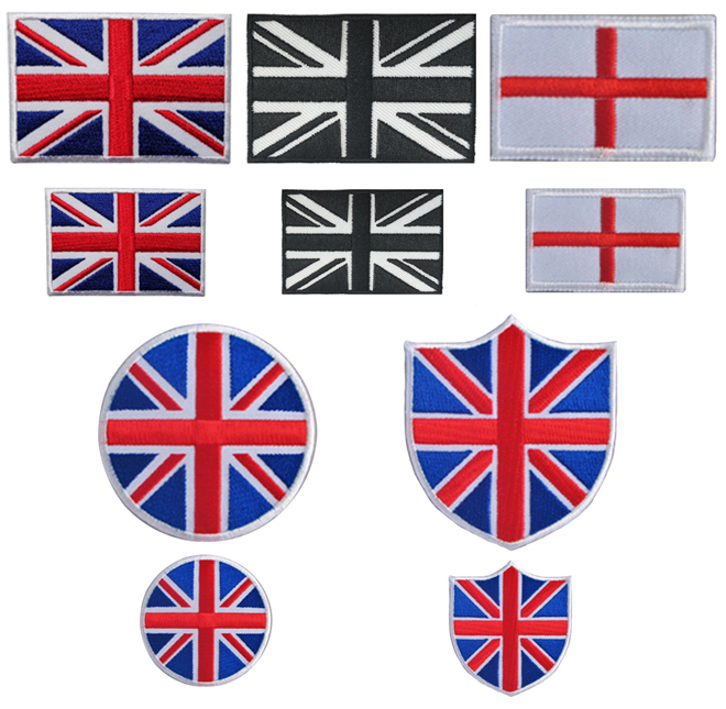 Union Jack and England Flag Iron On / Sew On Embroidered Patch Badge ...